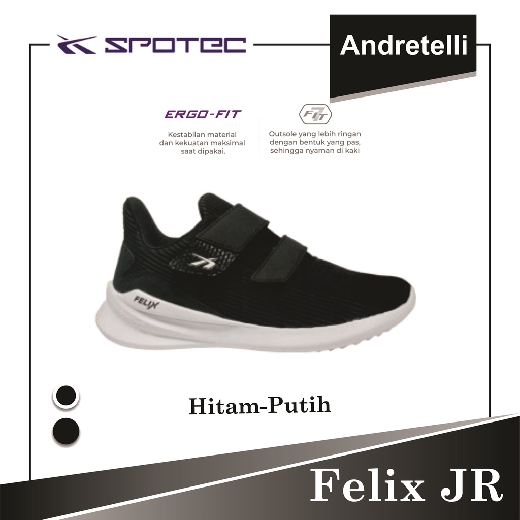Jual SPOTEC FELIX JR Sepatu Anak HITAM / PUTIH | Shopee Indonesia