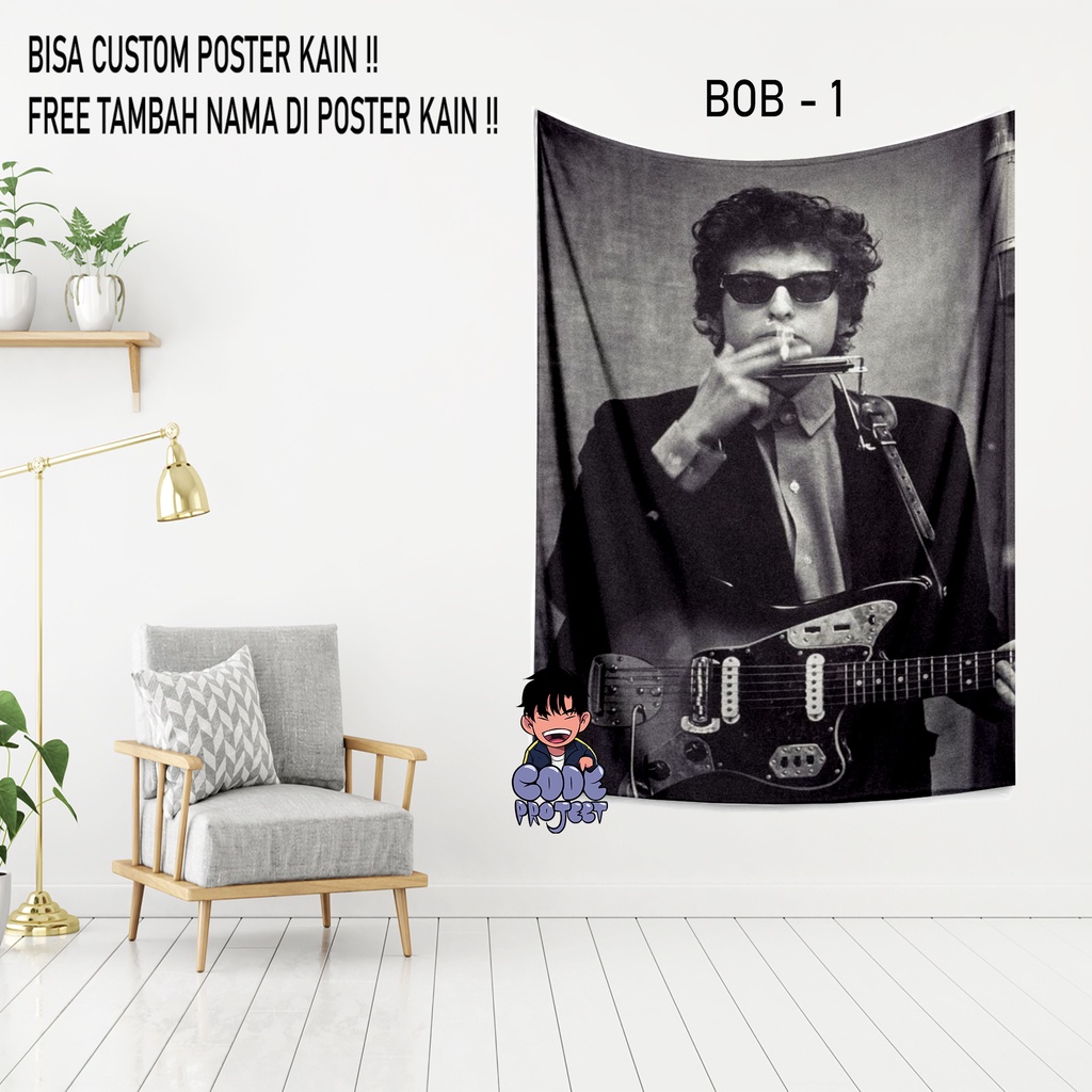 Jual POSTER KAIN BOB DYLAN - BOB DYLAN - hiasan dinding bahan kain ...
