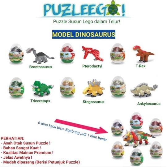Jual PUZZLE GO! RAKIT LEGO DALAM TELUR MENJADI MAINAN UNIK DINOSAURUS ...