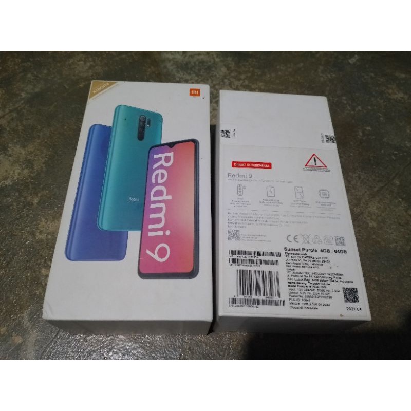 Jual dus box / kotak hp Xioami redmi 9 ram 4/64gb ori bawaan pabrik ...