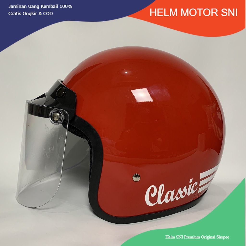 Jual 11.11 Helm Bogo Classic Merah Glossy Polos Solid pilih Datar ...