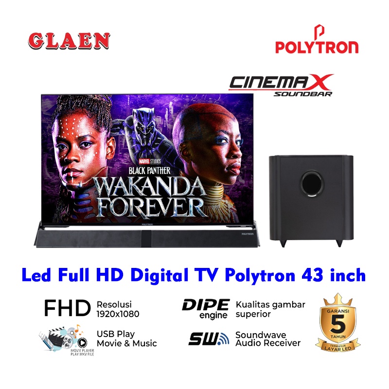 Jual Tv Led Polytron Full HD 43 inch Cinemax Soundbar PLD43BV1558 | TV ...