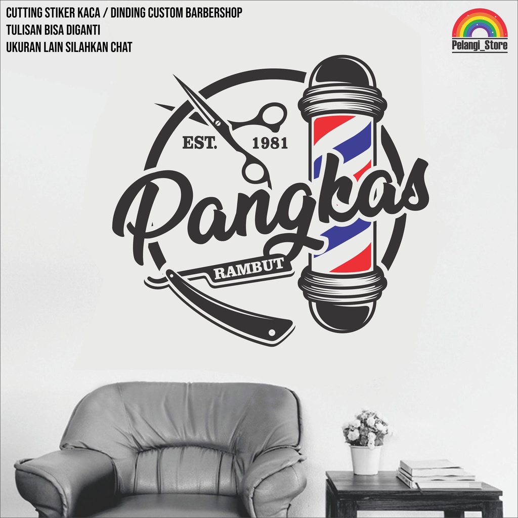 Jual (Sehari Jadi!!) Wall Sticker Stiker Dinding Cutting Barbershop ...