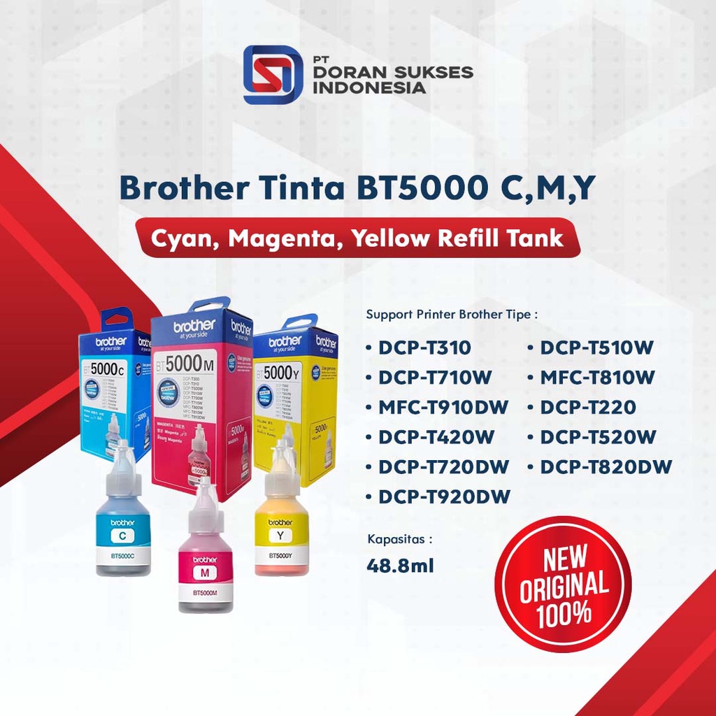 Jual Tinta Refill Printer Brother BT5000 Cyan Magenta Yellow | Shopee ...