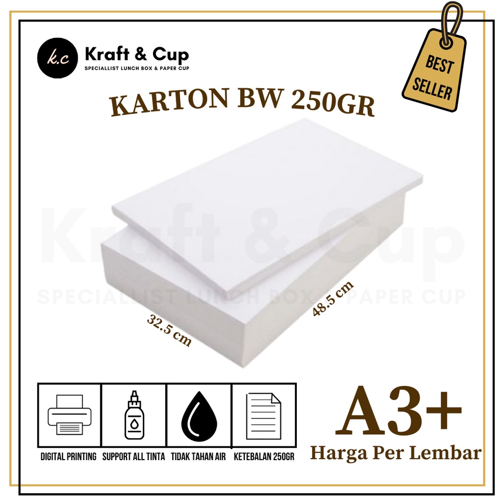 Jual Kertas Karton BW A3 Plus isi 1 lembar / Kertas BW 250gsm | Shopee ...