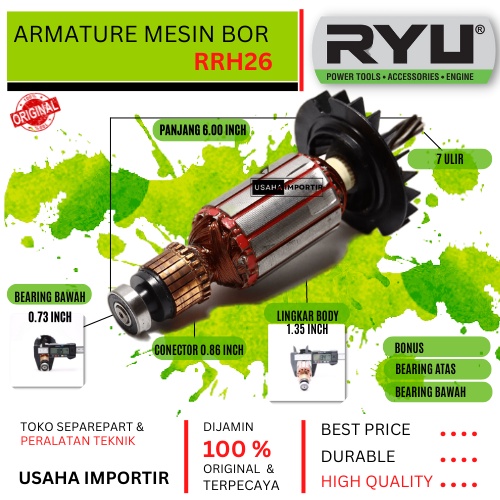 Jual Jual Armatur Mesin Bor RotaryHammer RRH26 RYU Original Angker Bor ...