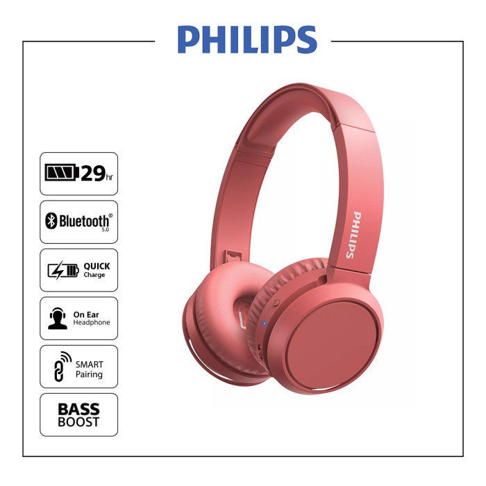 Jual Philips TAH4205 Red On-ear Wireless Headphones / TAH 4205 | Shopee ...