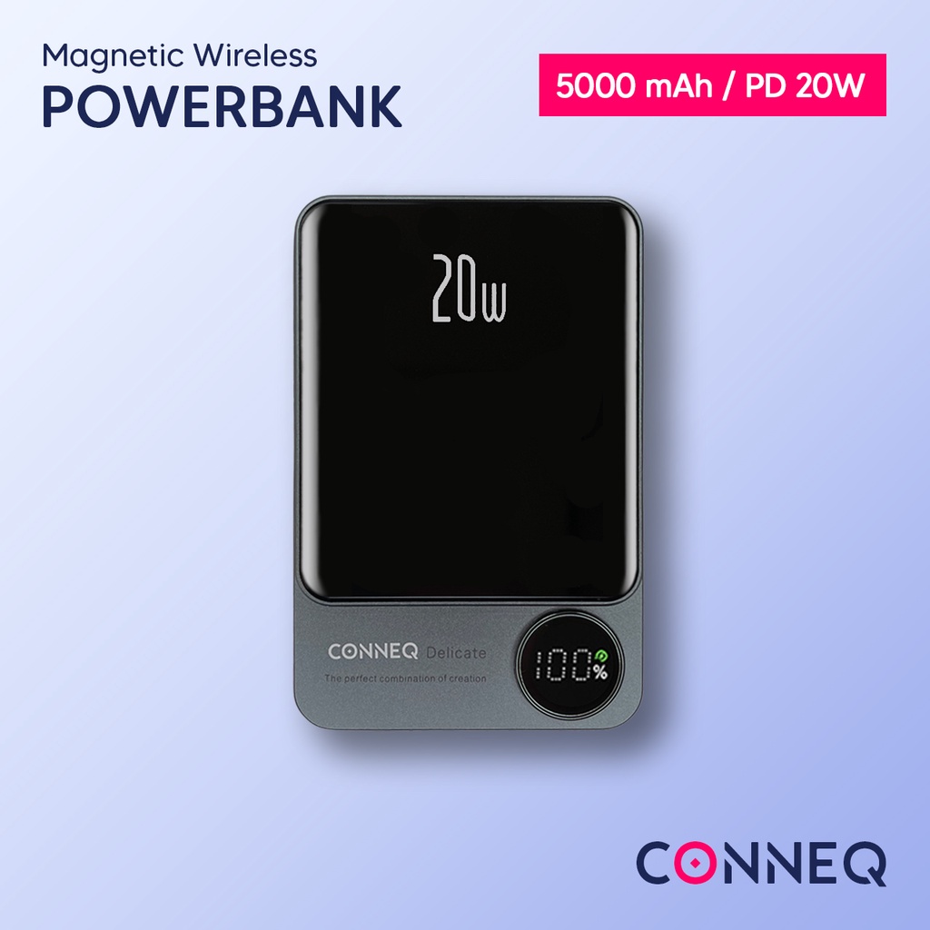 Jual CONNEQ 5000 mAh Wireless Magnetic Powerbank Magsafe PD 20W ...