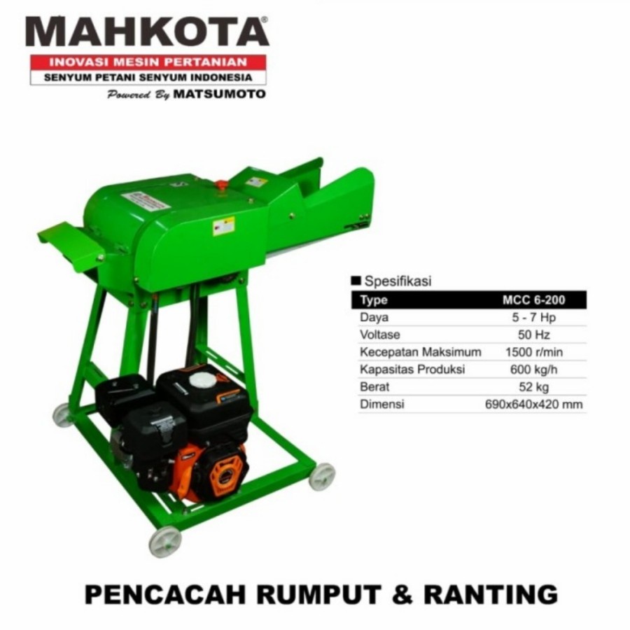 Jual Mesin Pencacah Rumput Jerami Ranting Kayu Pakan MAHKOTA MCC 6 - 200 | Shopee Indonesia