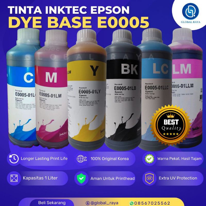 Jual Tinta INKTEC E0005-01L DYE for EPSON 1 Liter (B/C/M/Y/LC/LM ...