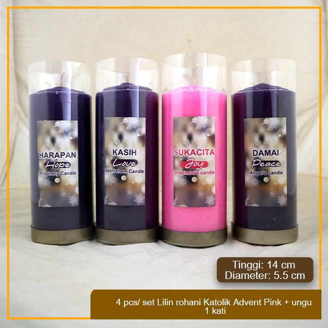 Jual 4 Pcs/Set Lilin Rohani Katolik Advent Pink+Ungu 1 kati Stiker ...