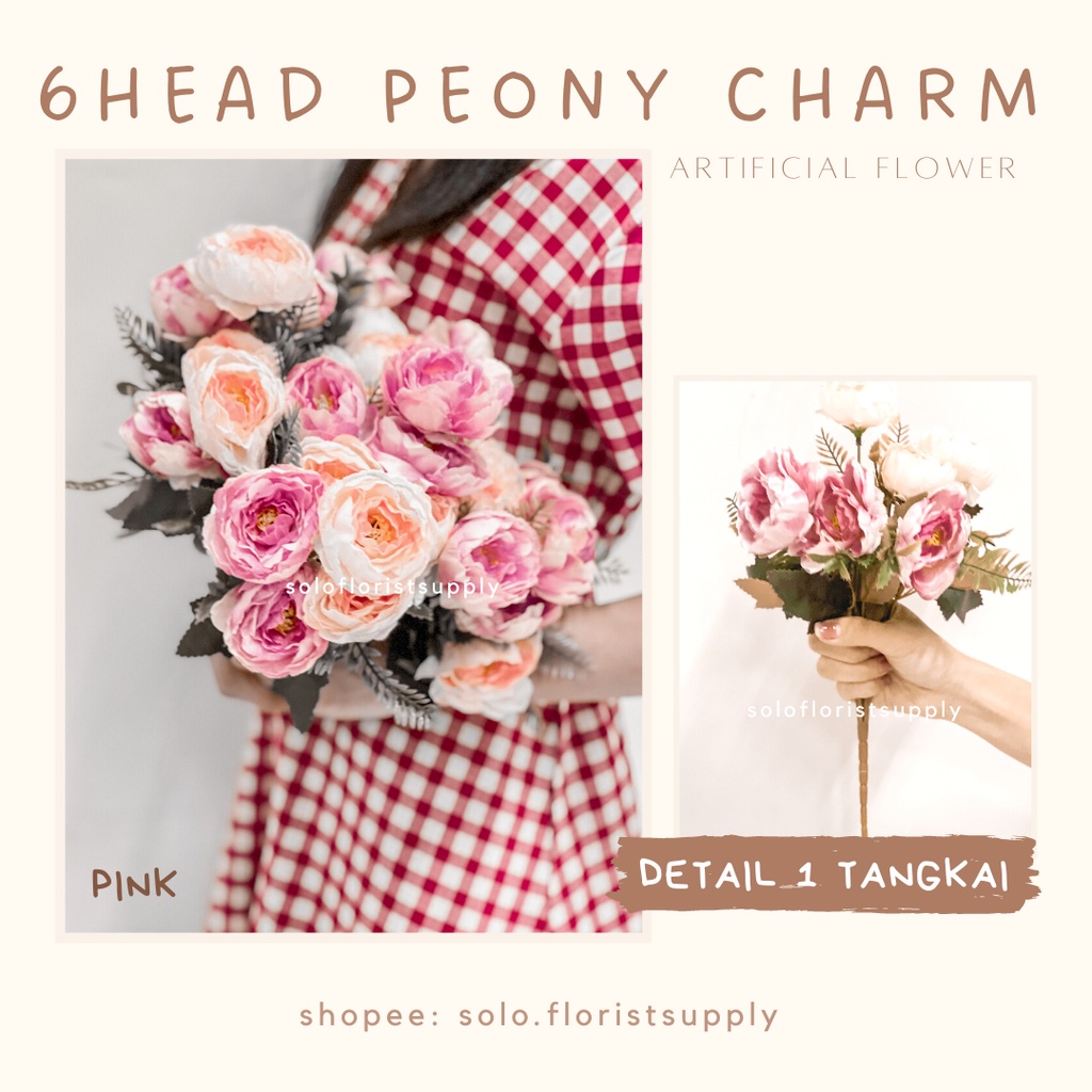 Jual PEONY CHARM Artificial Flower buket Home Wedding Table Decoration ...