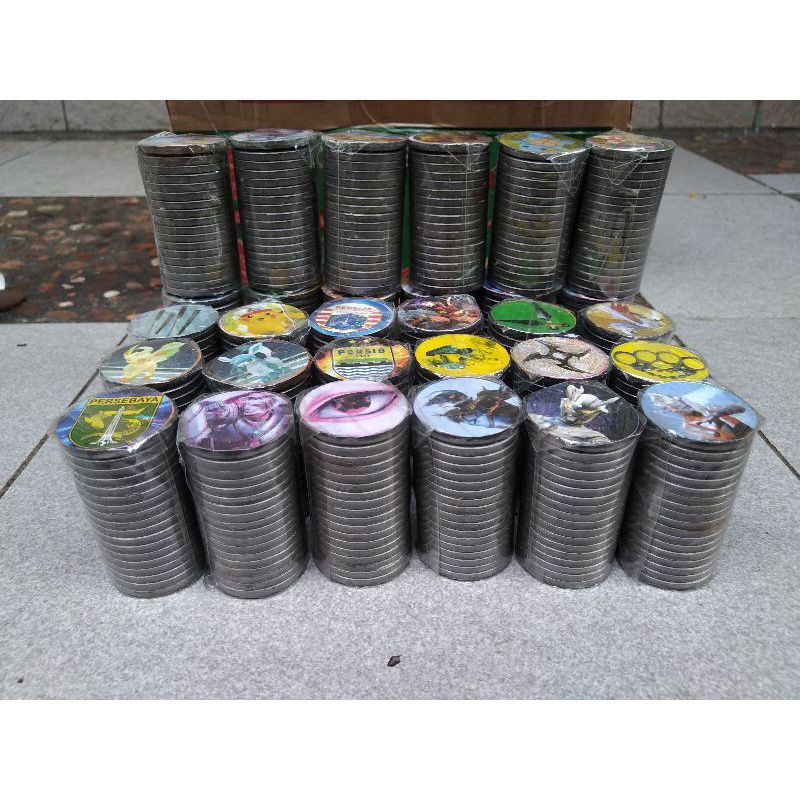 Jual mainan tazos besi tebal gacoan isi 5 keping | Shopee Indonesia