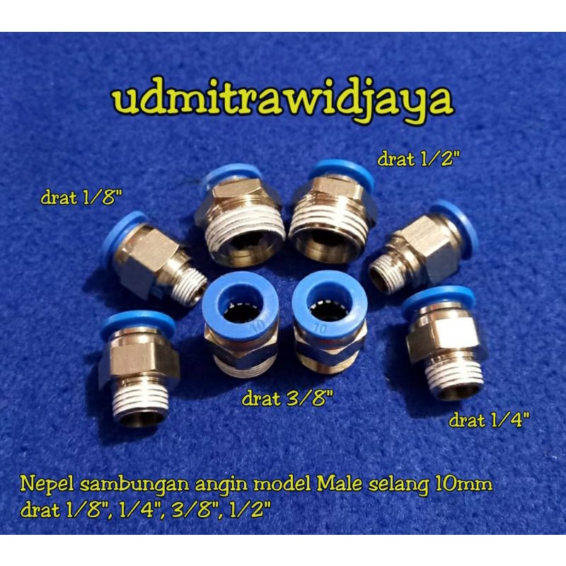 Jual Fitting pneumatic / sambungan selang angin 10mm Model Male Lurus ...