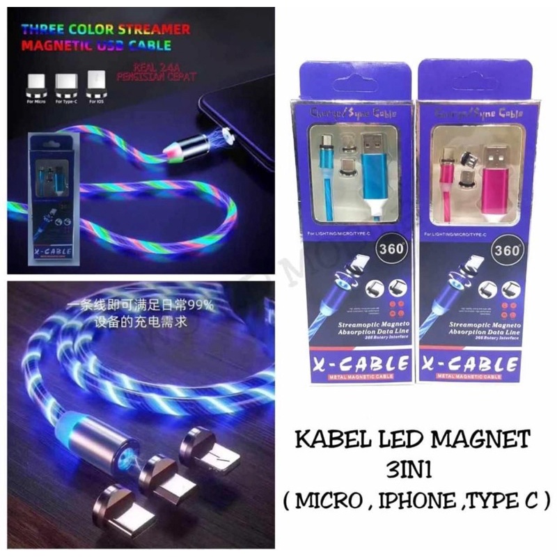 Jual [TR-136] LED Kabel Magnetic Full led 3in1 Packing Kotak | Shopee ...