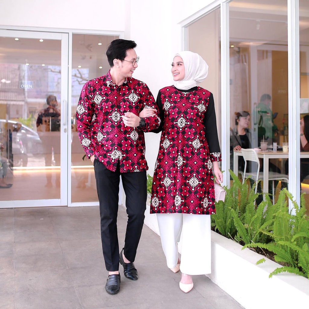 Jual Benang Raja Batik Couple Pria Wanita Motif Skak Bunga | Shopee ...
