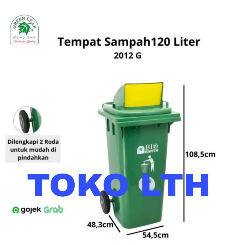 Jual TEMPAT SAMPAH RODA SEGI BIO 120 LITER PUSH COVER ROLL 2012G GREEN ...