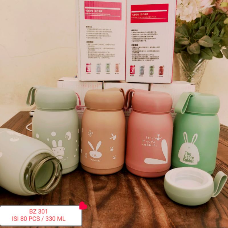 Jual Botol bunny kaca,botol kelinci kaca pakai box,termos kelinci kaca ...