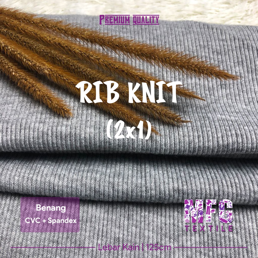 Jual MFG TEXTILE - Kain Rib Knit 2x1 (Grey - Abu Misty) - Kain Rib Knit ...