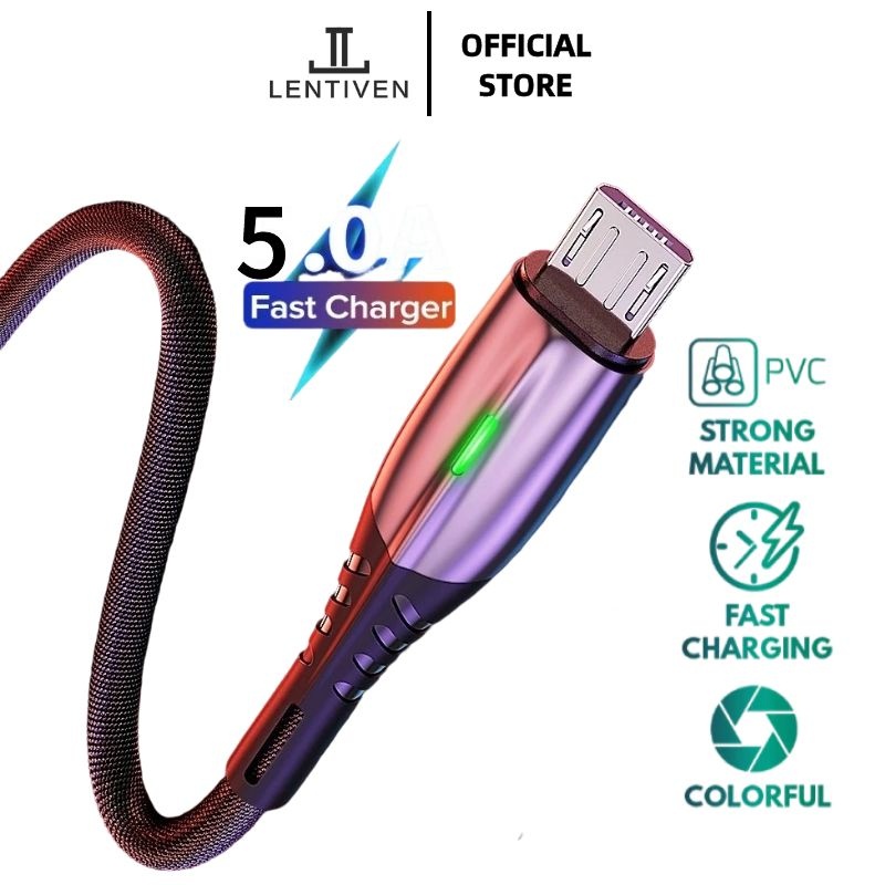 Jual LENTIVEN 5A Kabel data Fast Charging Micro USB Type C iphone ios ...