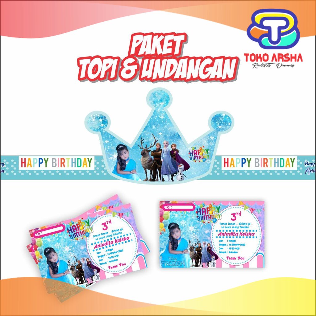 Jual PAKET ULTAH - Undangan dan Topi Ulang Tahun Anak | Free Desain ...