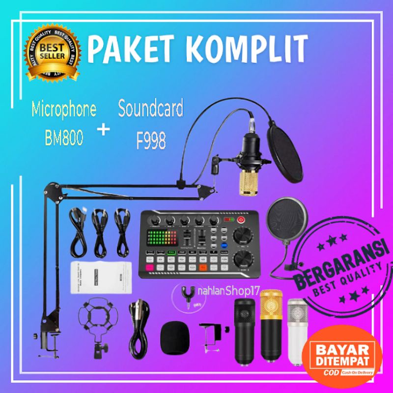 Jual PAKET LENGKAP SOUNDCARD F998 CONDENSER MIC MICROPHONE BM800 ...