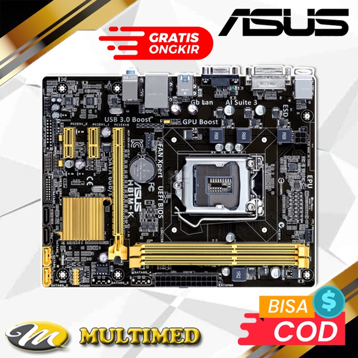 Jual Paket Motherboard Mainboard Mobo LGA 1150 H81 DDR3 + Core I3 4130 + FAN | Shopee Indonesia