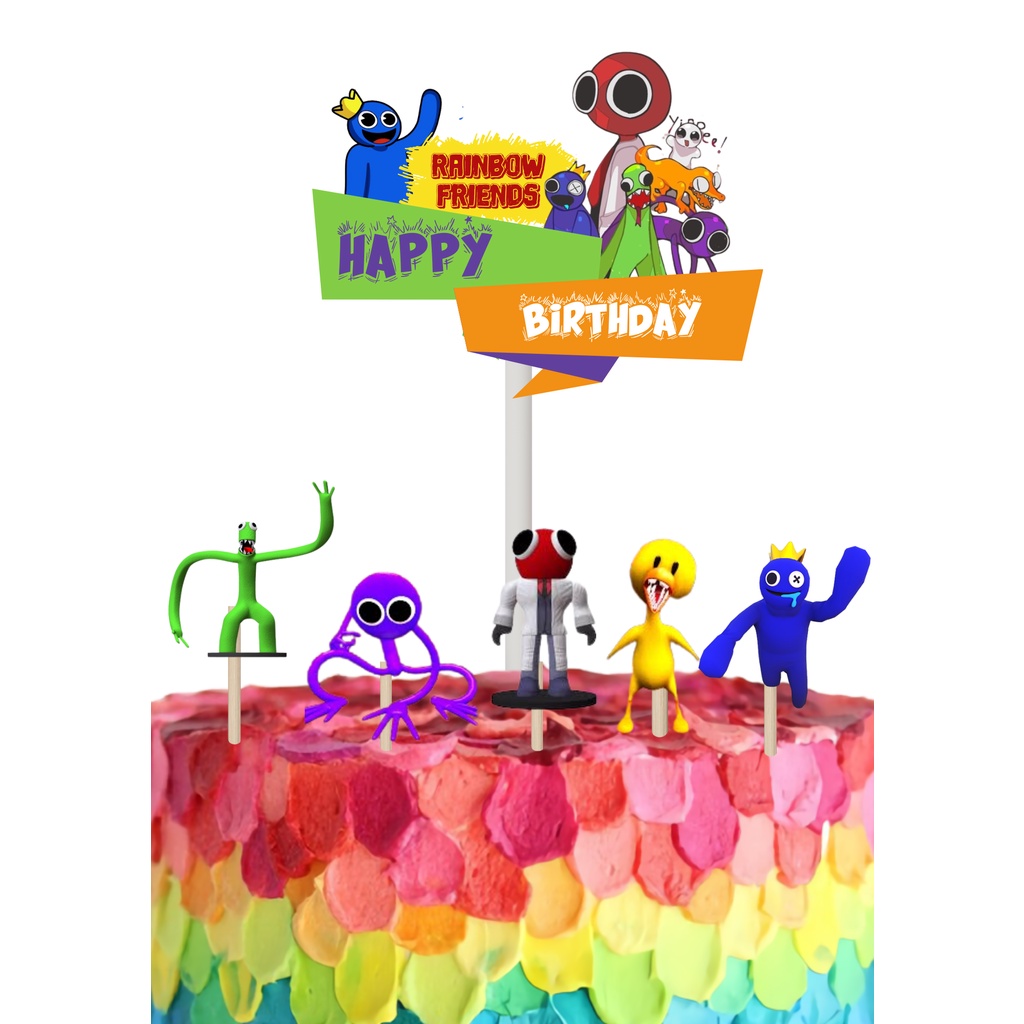 Jual topper cake rainbow friends / hiasan kue happy birthday | Shopee ...