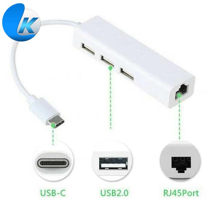 Jual USB Type-C Lan Adapter with 3 Port USB Hub [ Kafii ] | Shopee ...