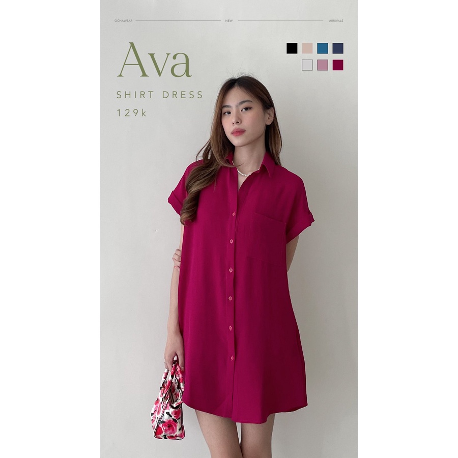 Jual Ava Shirt Dress — Ocha Wear | Kemeja Dress Wanita | Polo Crinkle ...