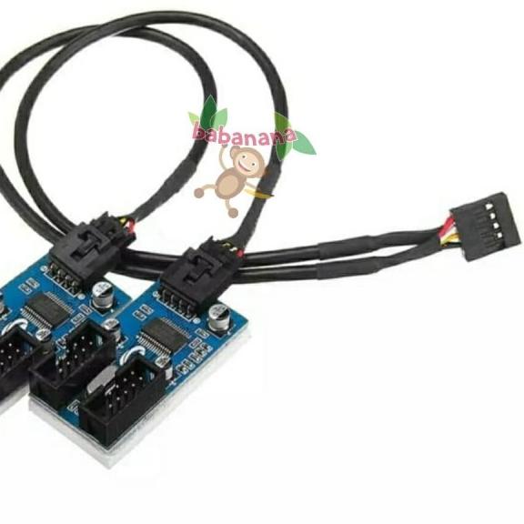Jual Kabel USB Motherboard 9 pin Splitter 1 to 4 cabang front panel hub ...