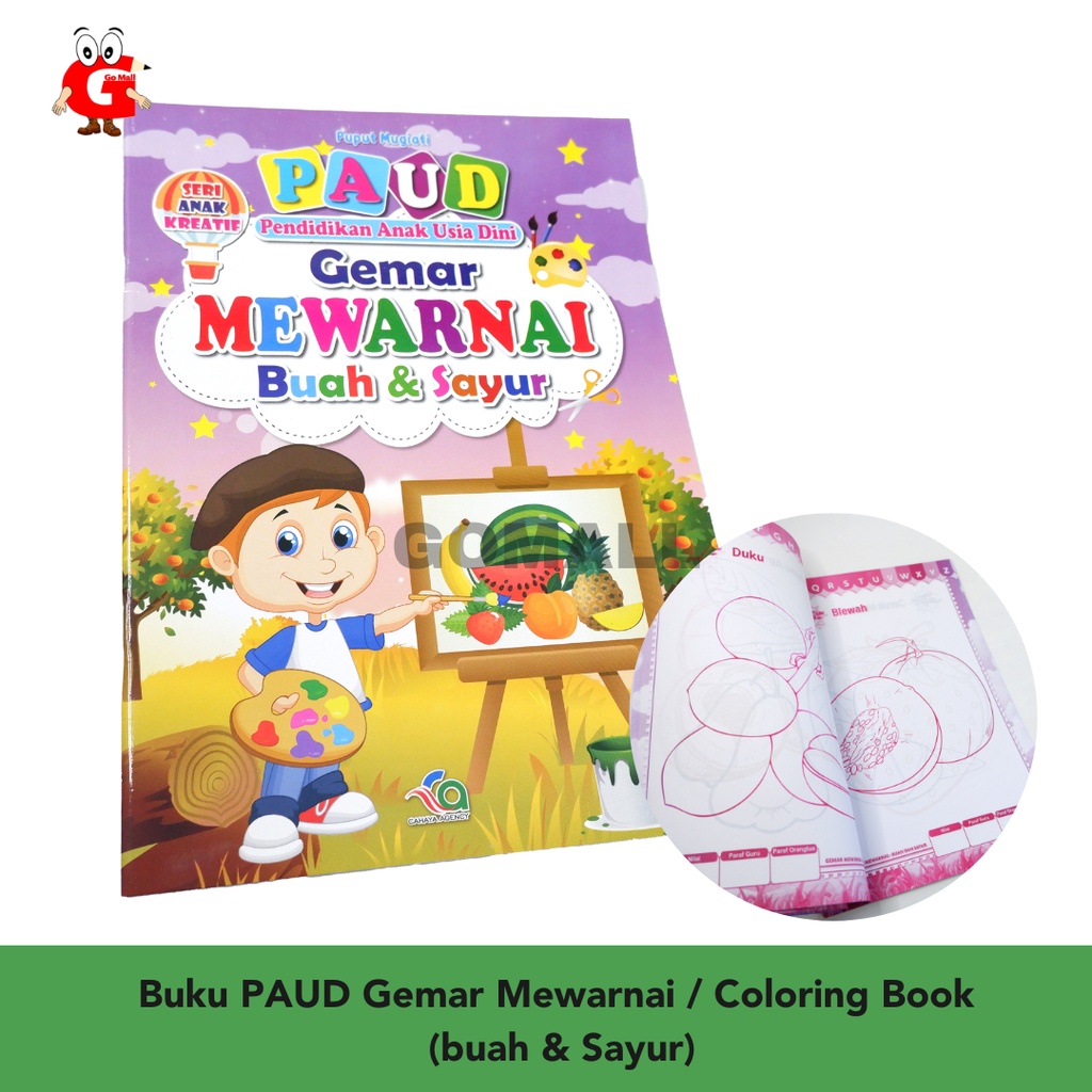 Jual Buku PAUD Gemar Mewarnai / Coloring Book (Buah & Sayur) | Shopee ...