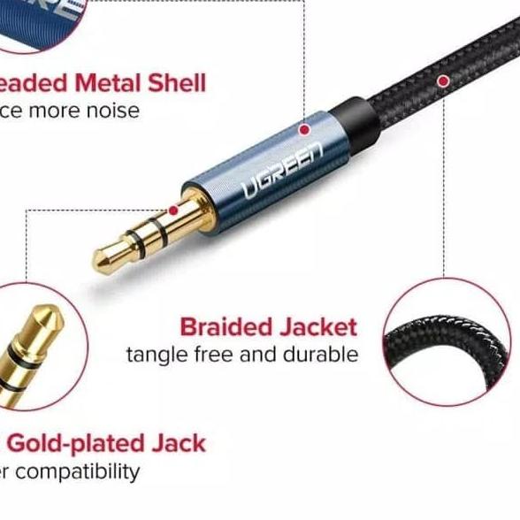 Jual Ugreen Nylon Kabel Audio Jack 3.5 mm Extension 200 cm Kabel Aux 3 ...