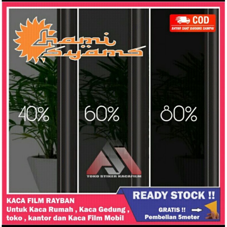 Jual Sticker Stiker Kaca Film Jendela Rumah Riben Hitam Tolak panas ...