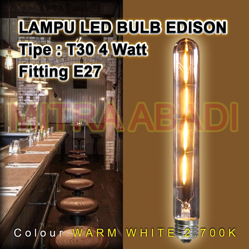 Jual Lampu Bulb LED Edison Retro Vintage T30 4 Watt / 4W Fitting E27 ...