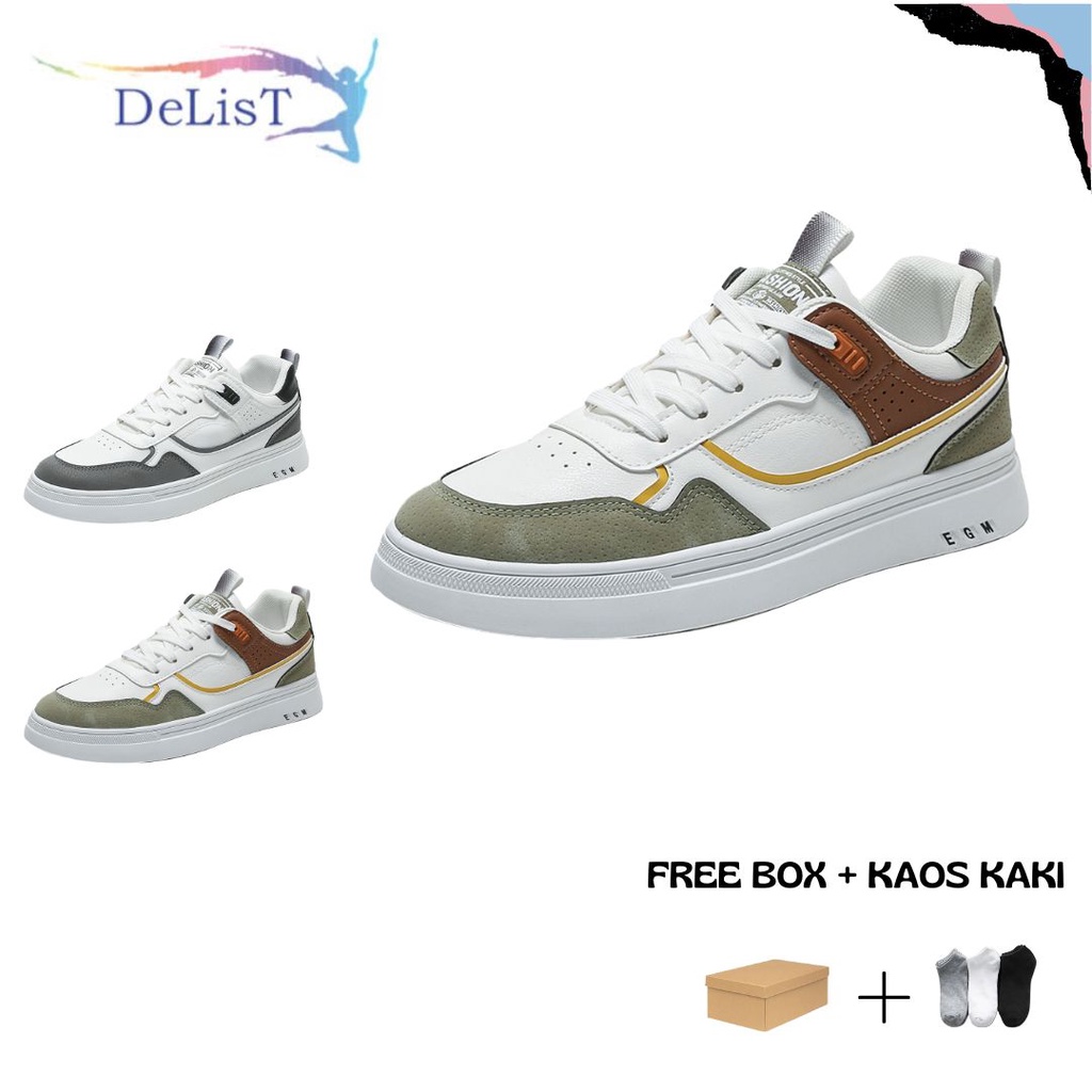 Jual [DELIST] Free Box + Kaos Kaki -Sepatu Sneakers Casual Pria Buat ...