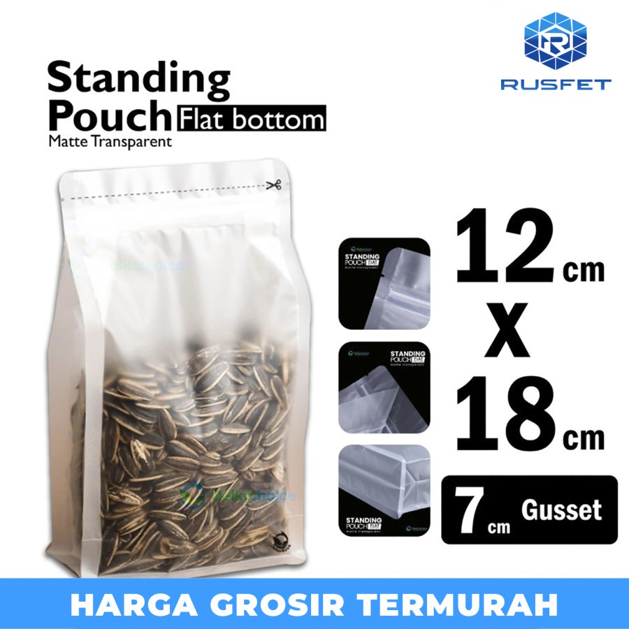 Jual Standing Pouch 12x18cm Flat Bottom Matte Plastik Kemasan ...