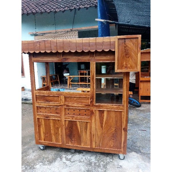 Jual GEROBAK BAKSO MIE AYAM BOOTH KAYU JATI | Shopee Indonesia