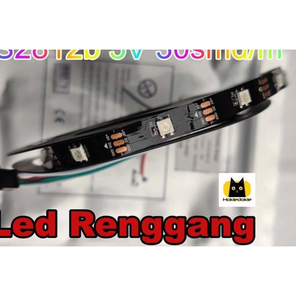 Jual Led strip rgb ws2812b ws2812 ws2811 5v 5m 30led/m ip30 renggang ...