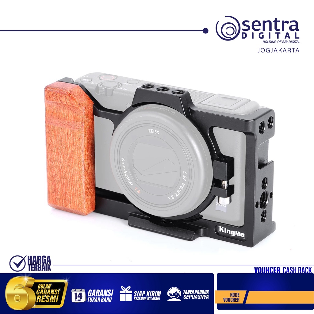 Jual Kingma Camera Rig Cage for Sony ZV-1 with Wooden Handle Grip (ZV1 ...