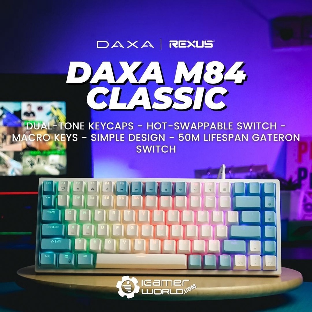 Jual Rexus Daxa M84 Classic Hotswap Mechanical Gaming Keyboard | Shopee ...
