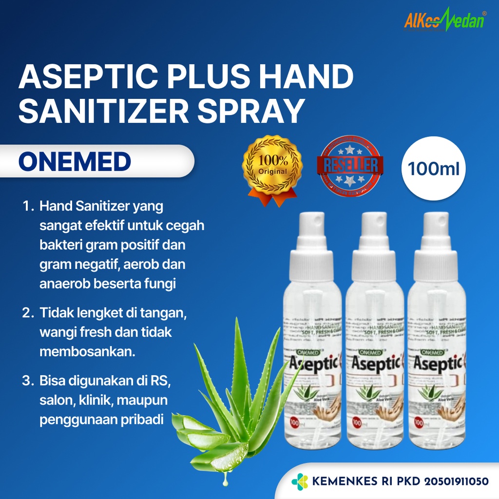 Jual ASEPTIC PLUS SPRAY 100 ML HAND SANITIZER SPRAY ONEMED | Shopee ...