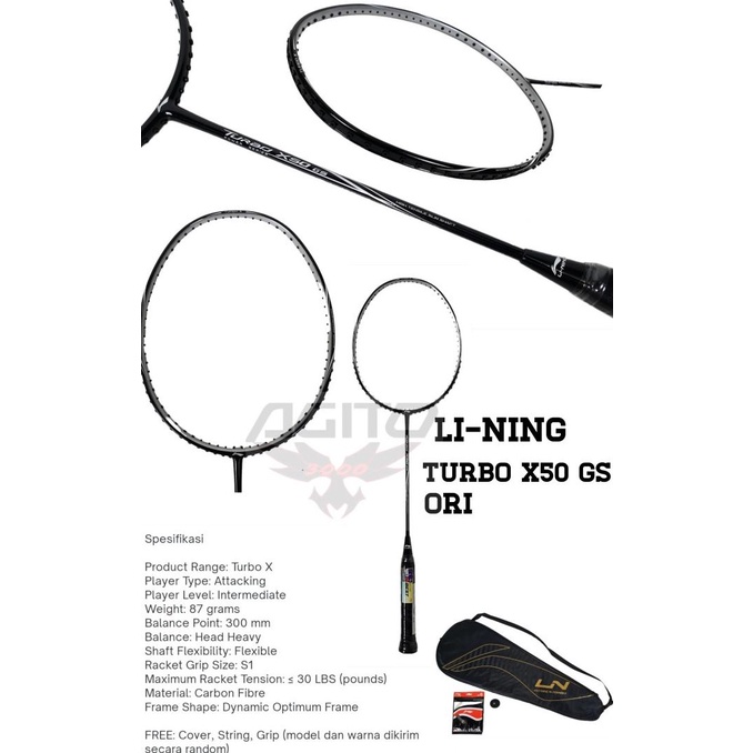 Jual Raket Badminton Bulu Tangkis Li-Ning Lining Turbo X50 GS ORI Black ...
