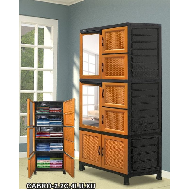 Jual Lemari Plastik Napolly Rotan 5 susun Pakai Cermin | Shopee Indonesia