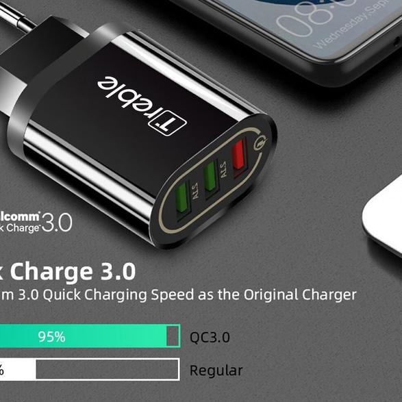 Jual JY X TREBLE Charger Travel Adapter 3 Ports QC3.0 Fast Charging ...