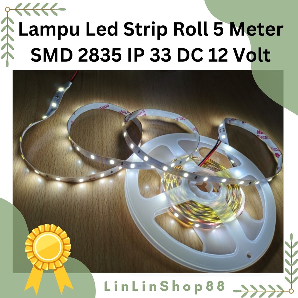 Jual Lampu Led Strip Roll 5 Meter SMD 2835 IP 33 DC 12 volt | Shopee Indonesia