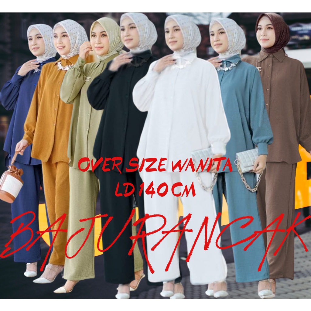 Jual Baju Setelan Tunik Wanita Over Size LD 140 Cm Crinkle Airflow One ...