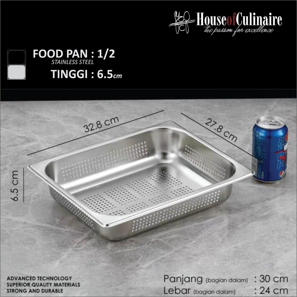 Jual Food Pan Perforated Stainless 1/2 Tinggi 6.5 cm Gastronom Pan ...