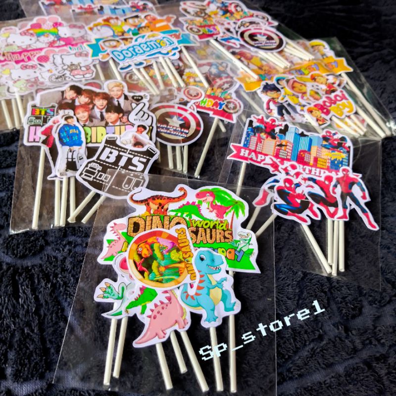 Jual Toper karakter cake toper termurah toper full stick tusukan kue ...