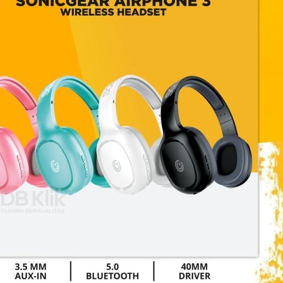 Jual Headset Sonicgear AirPhone 3 Wireless - Merah Muda | Shopee Indonesia
